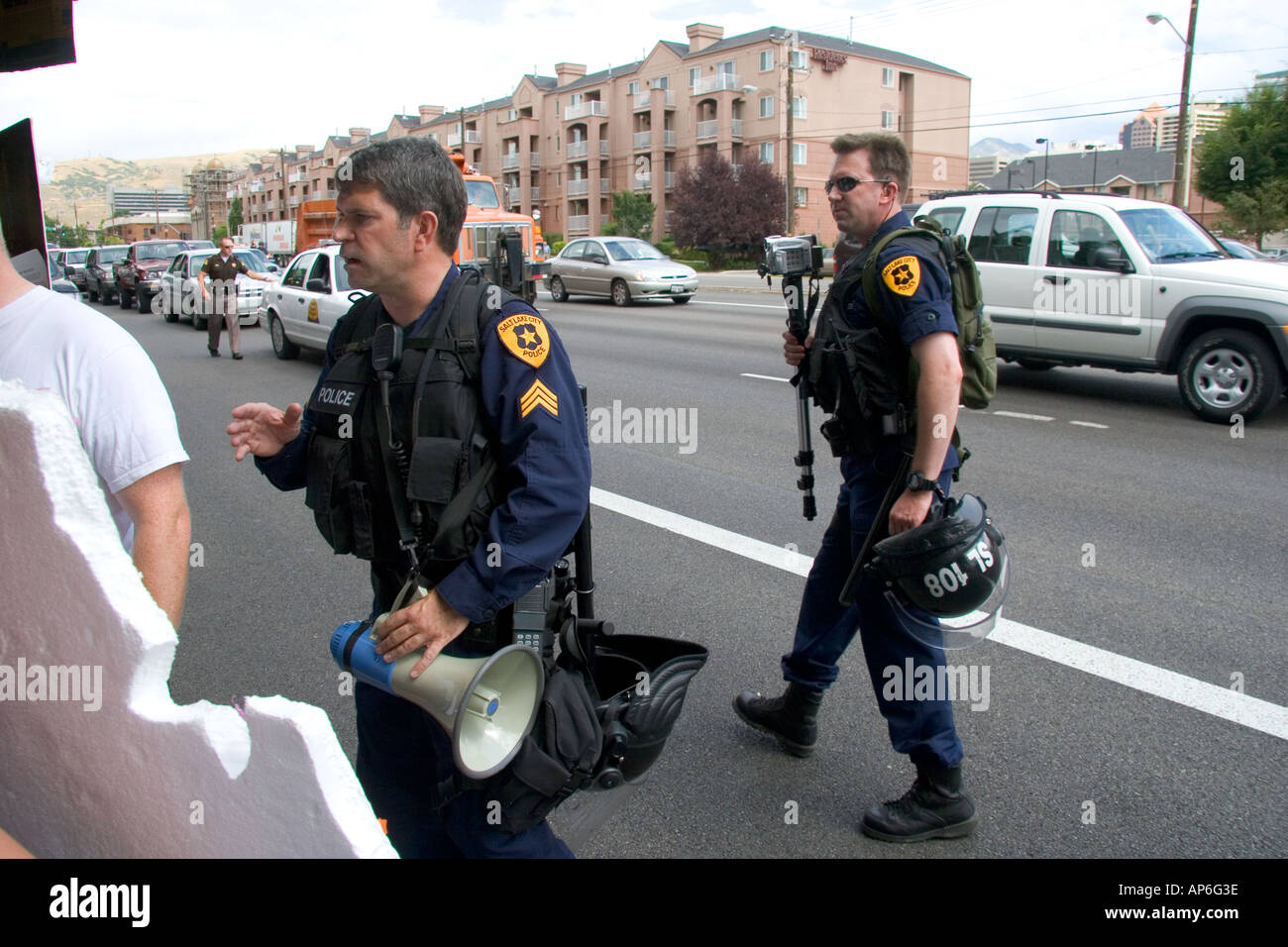 Police officers speak to Anti war protesters in Salt Lake City Utah 8 ...