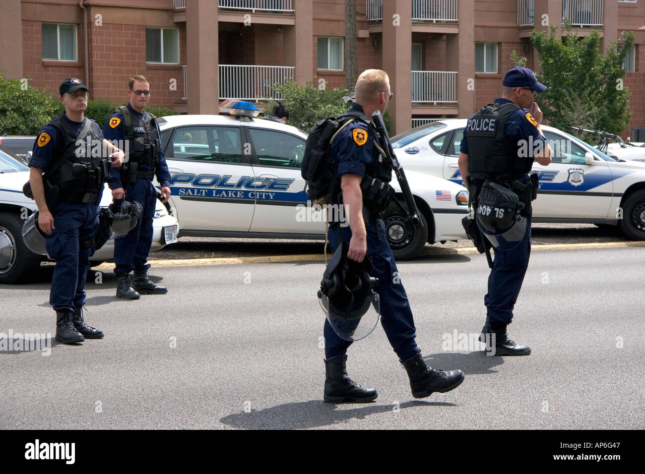 Police officers at an Anti war protest in Salt Lake City Utah 8 22 2005 ...