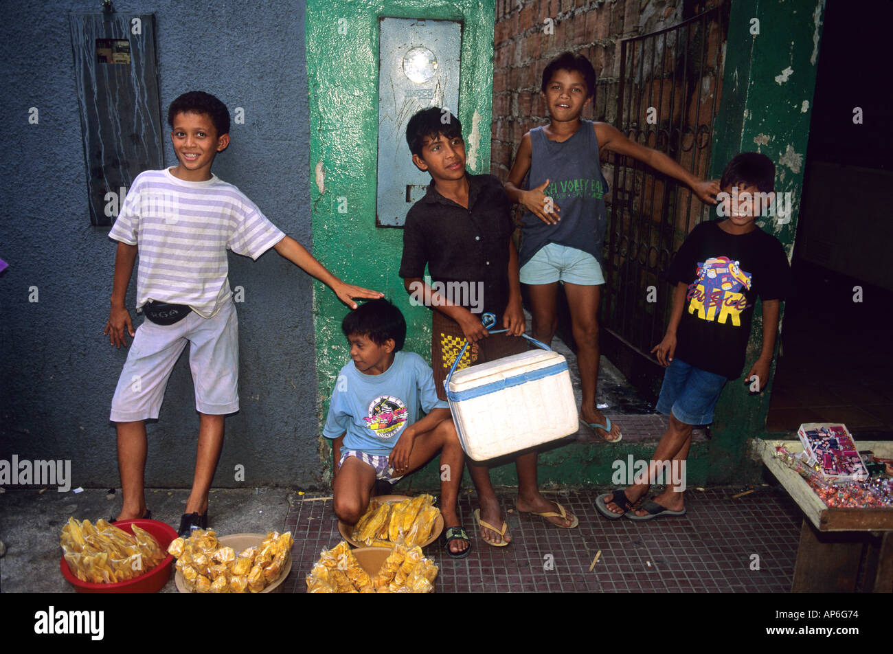Brazillian boys sell candy on the street in Manaus Brazil Stock Photo ...