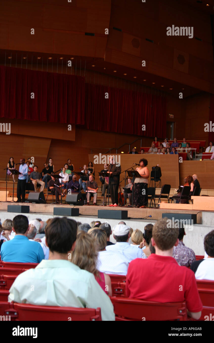 Inside the bandshell of the Frank Gehry Pritzker pavilion in Millennium ...