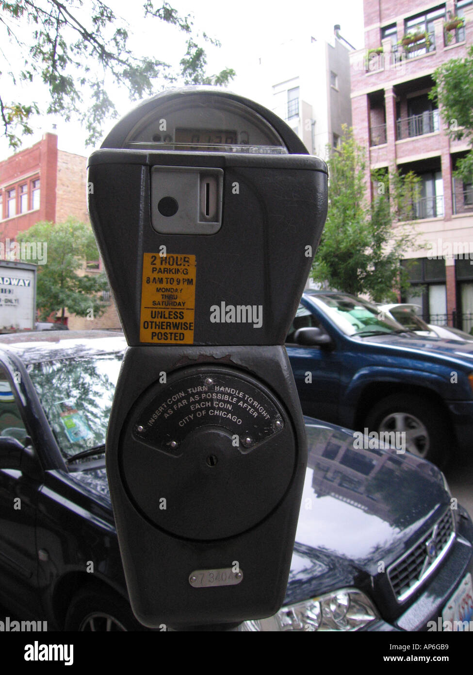 Parking meter city of Chicago two hour parking regulation Stock Photo ...