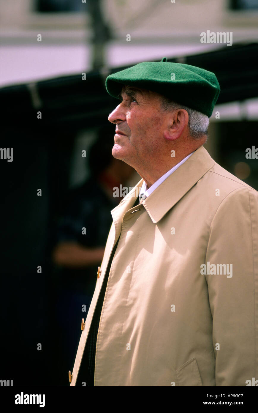 An elderly french man looking up as if he is thinking Stock Photo - Alamy