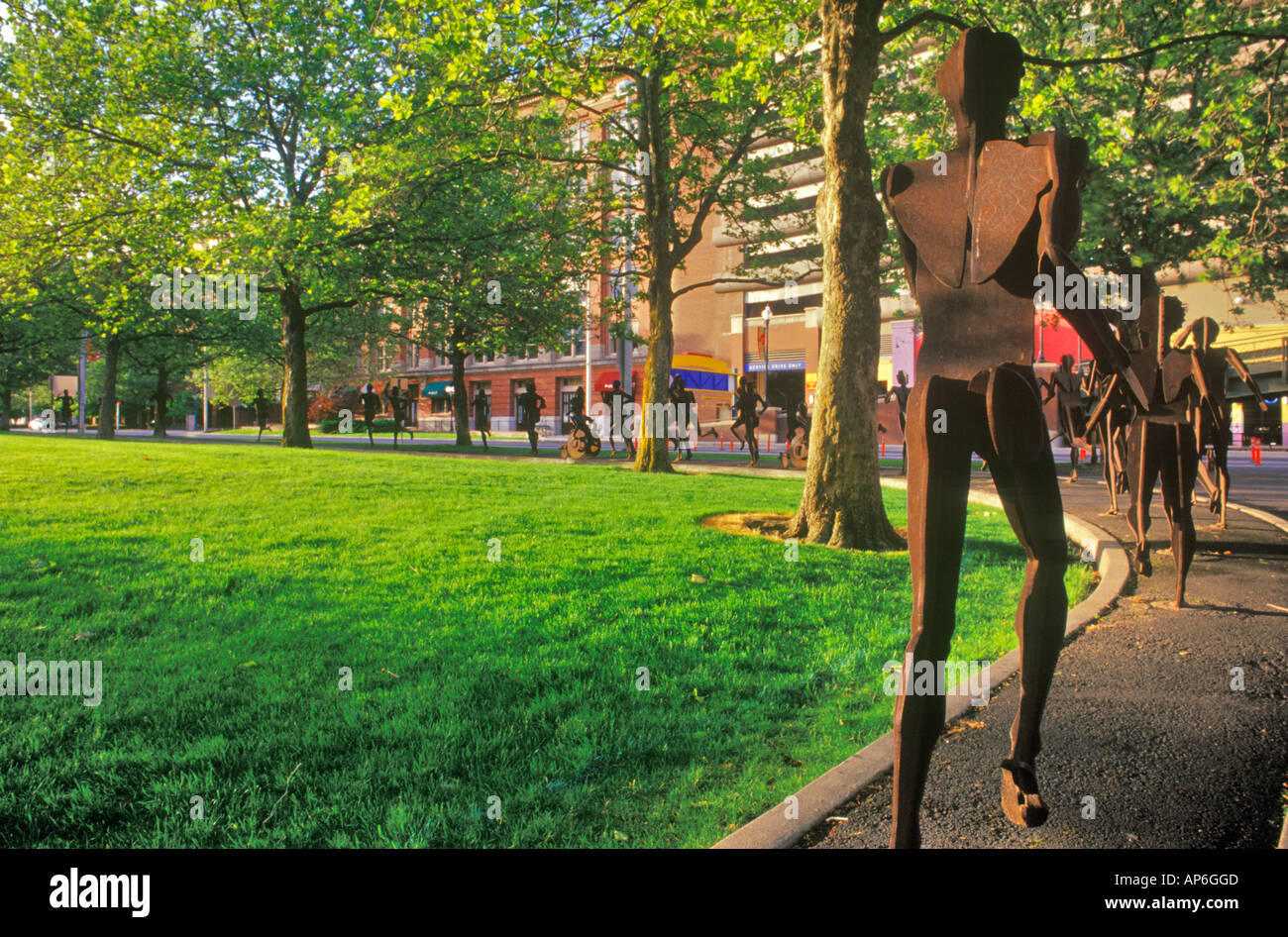 Running Sculptures in Riverfront Park in Spokane Washington Stock Photo ...