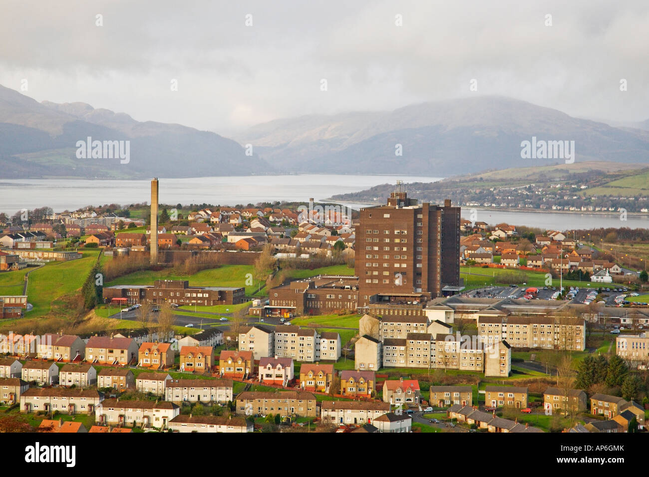 Greenock showing the Inverclyde Royal Hospital Stock Photo - Alamy