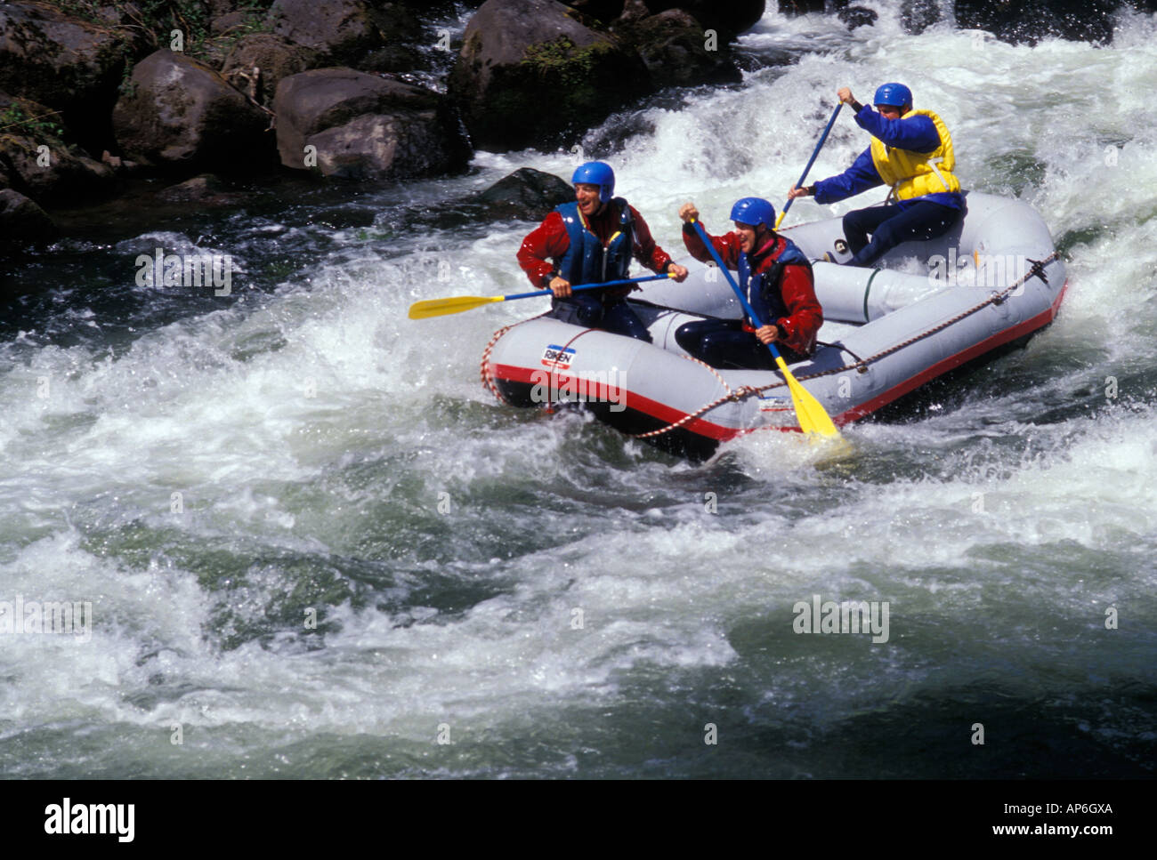 Rafters taking the plunge at Husum falls on the salmon river in ...