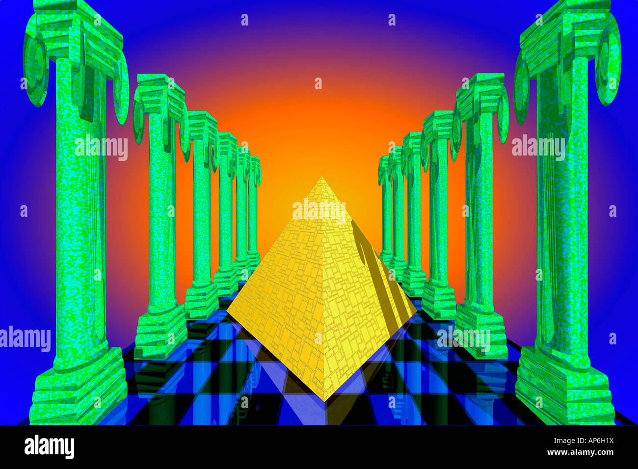 Pyramid 3D Columns, digital composite Stock Photo - Alamy