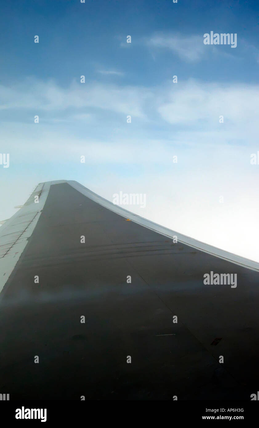 View out of the window of an airliner at 36000ft over the Atlantic ...