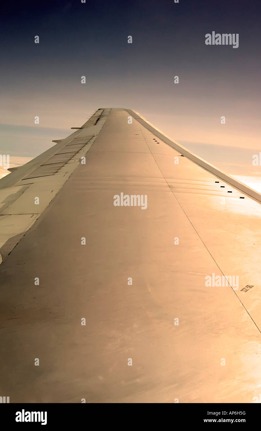 View out of the window of an airliner at 36000ft over the Atlantic ...