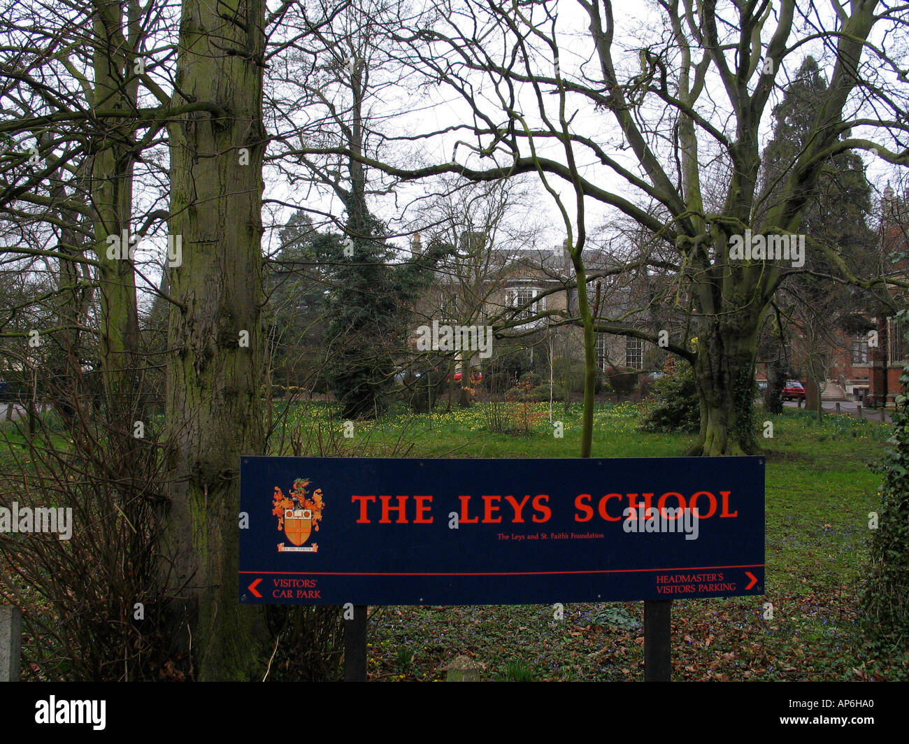 Entrance sign to The Leys School Stock Photo - Alamy