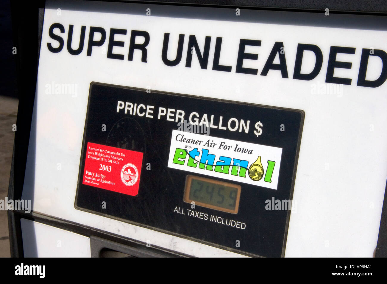 A gas pump with ethanol sticker in Iowa Stock Photo - Alamy
