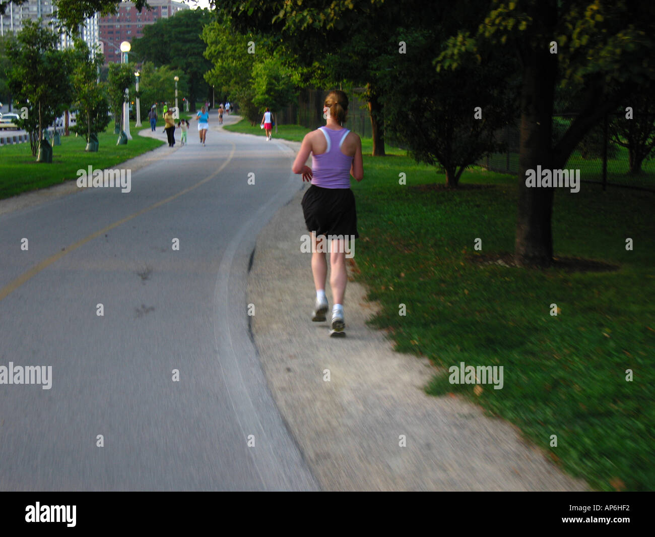 Chicago lakefront bicycle path on a summer evening Stock Photo - Alamy