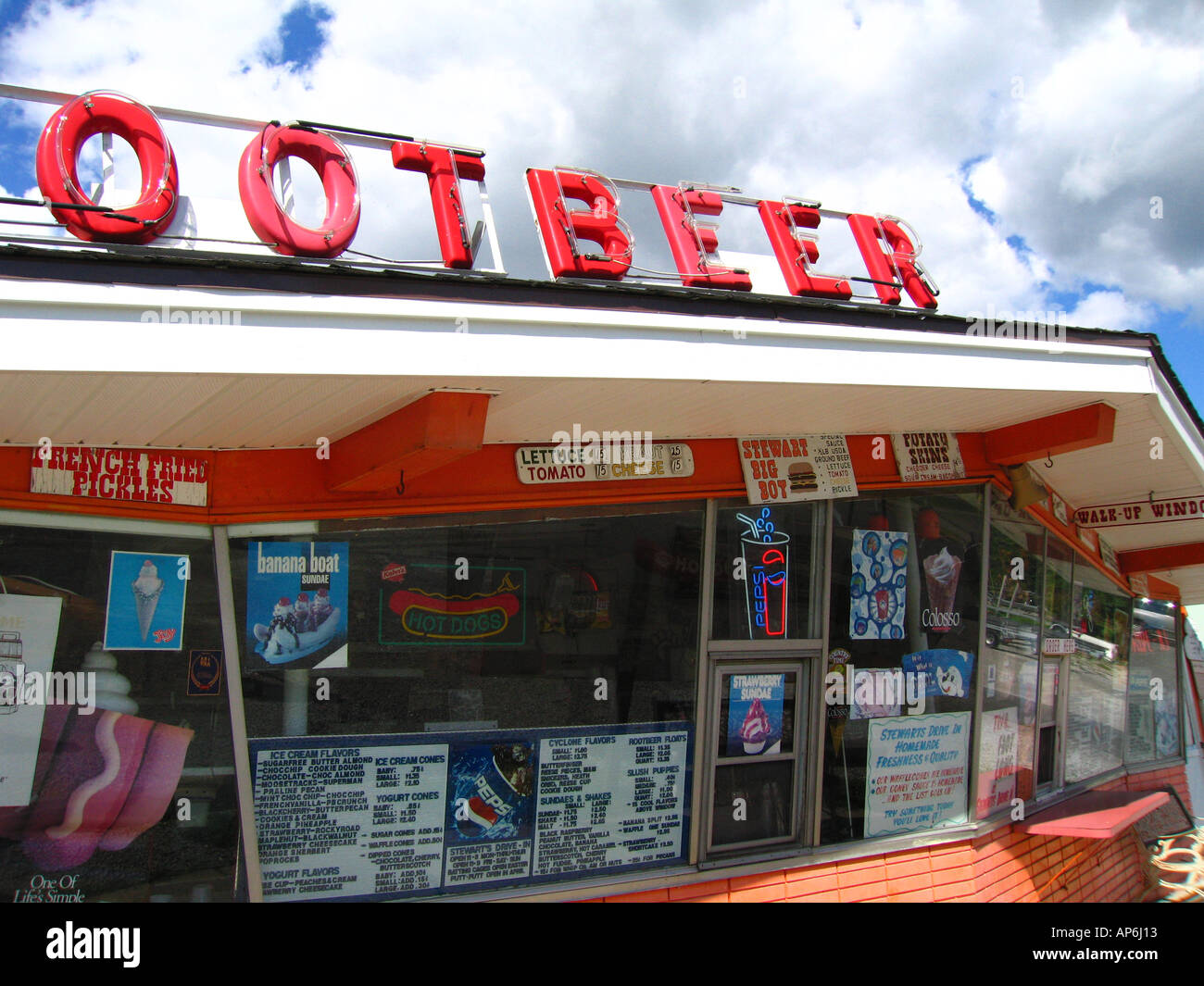 Old fashioned rootbeer stand with sign above the roof Indian Lake Ohio ...