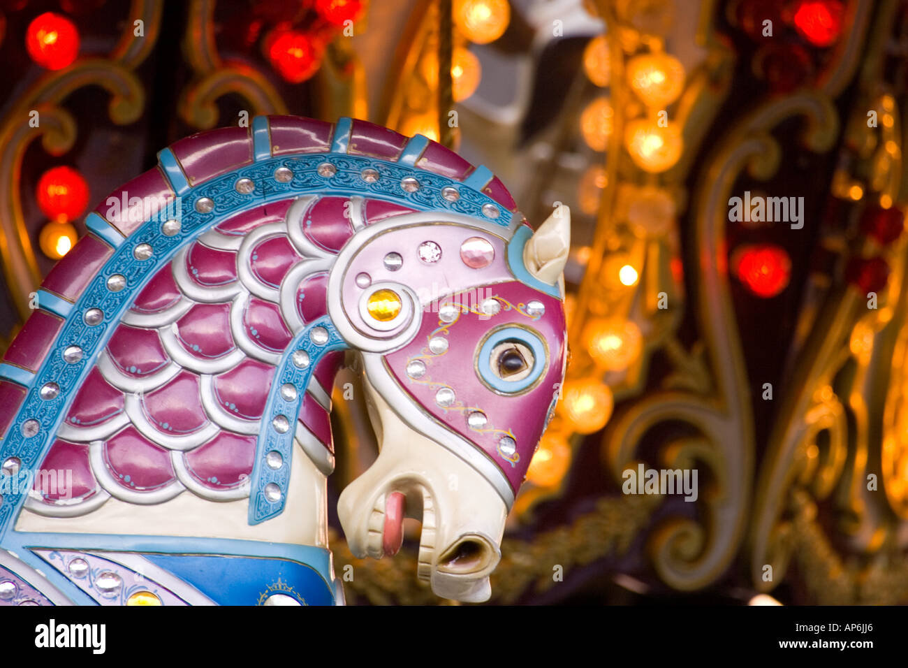 USA, Washington, Seattle, Seattle Center, Amusement Park, Merry-go ...