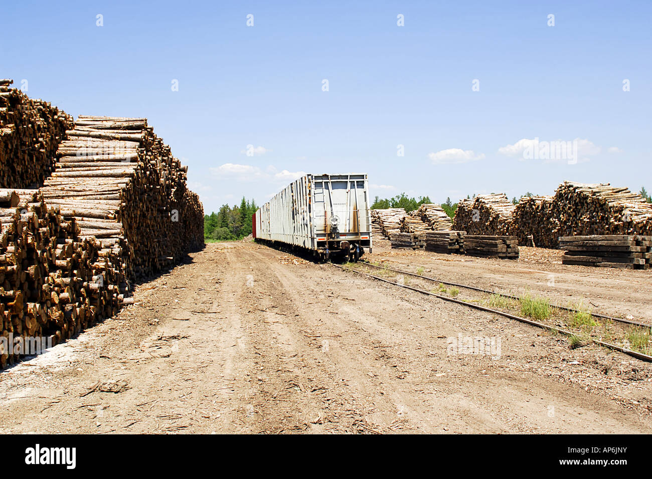 A railroad logging transportation center in Wisconsin WI Stock Photo ...