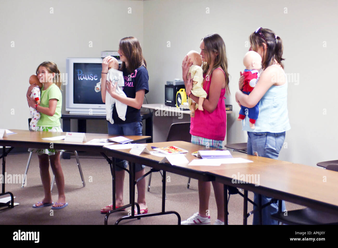 School Children on a certified course for babysitting at the American ...