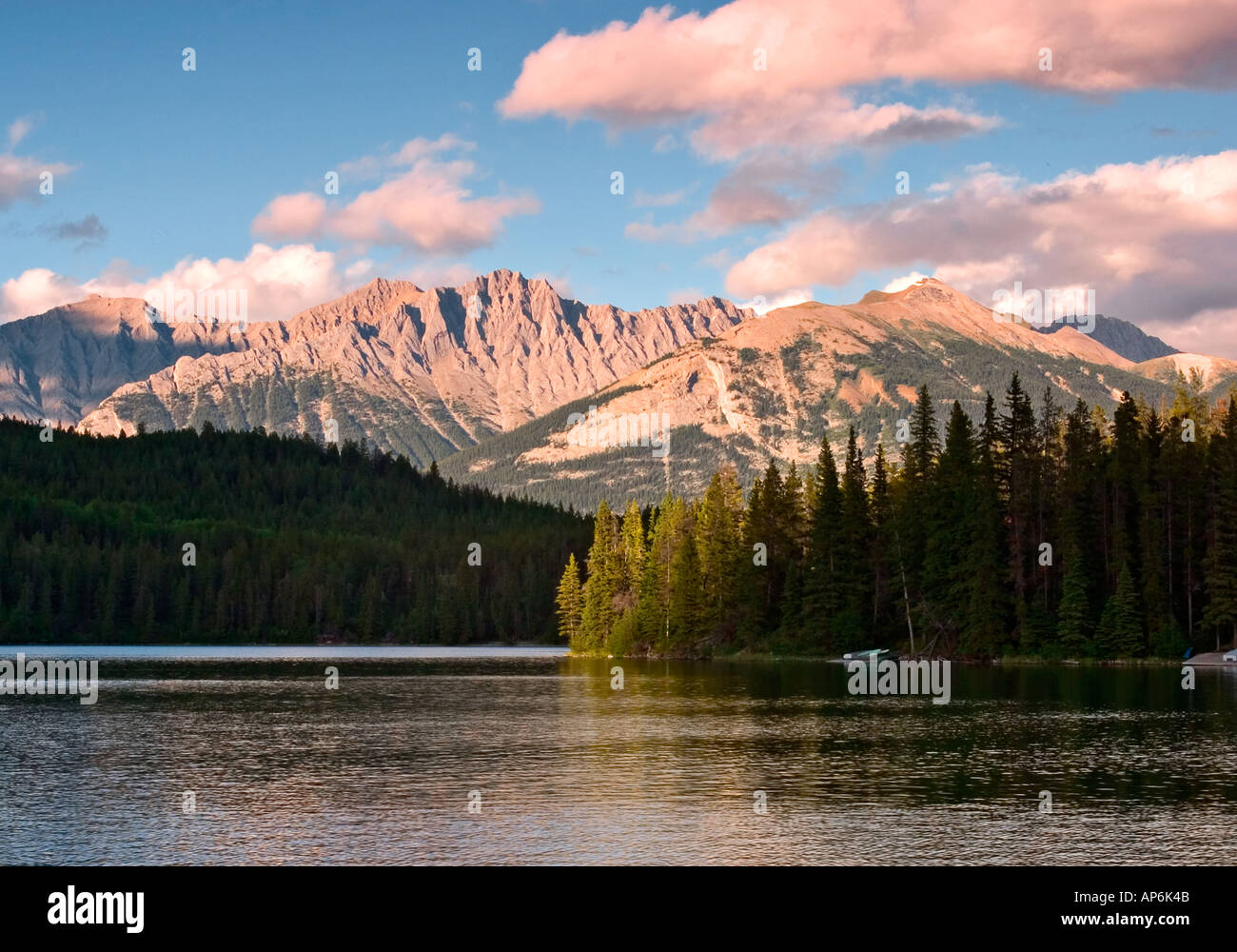 Pyramid Mountain sunset, Jasper National Park, Alberta, Canada Stock ...
