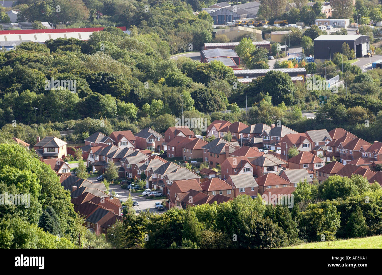 General view over residential and industrial areas at New Inn near ...