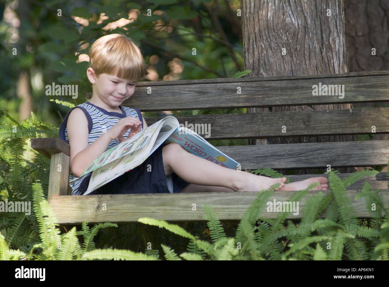 Children reading books under tree hi-res stock photography and images ...