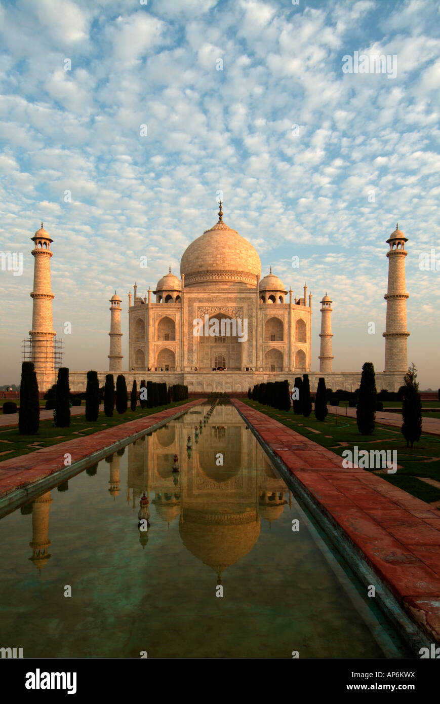 Taj Mahal reflection just after sunrise Agra Uttar Pradesh India Stock ...
