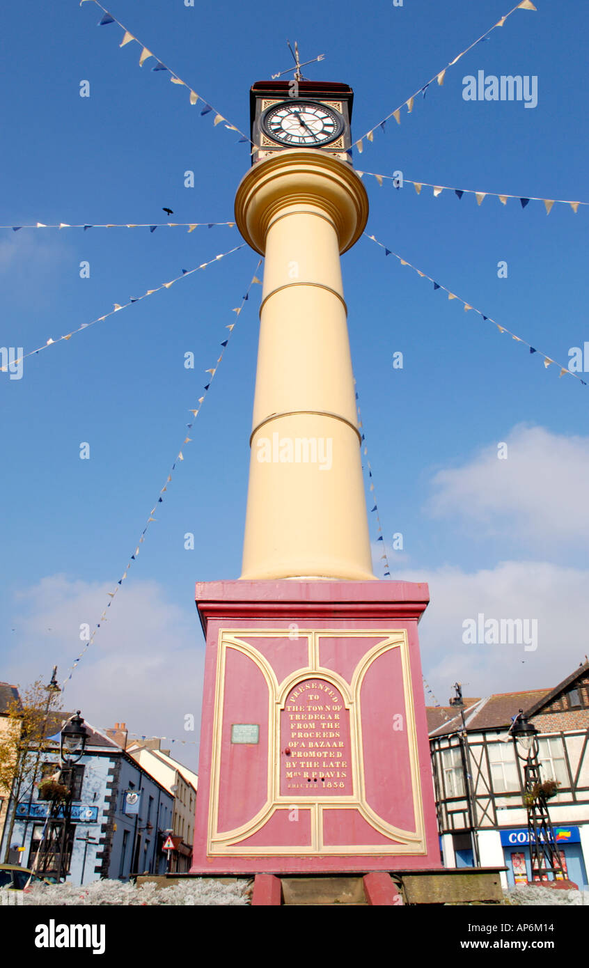 Town centre clock 72 feet high made of cast-iron and erected in 1858 in ...