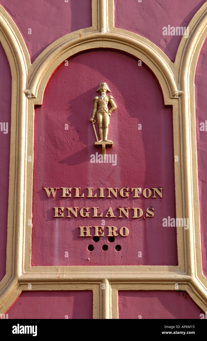 Town centre clock 72 feet high made of cast-iron and erected in 1858 in ...