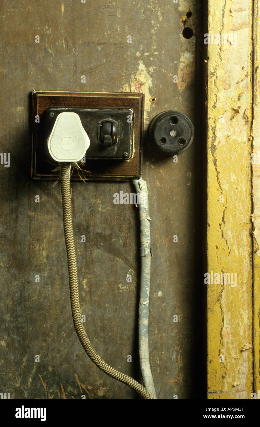 Old electrics - wall plug, socket and switch Stock Photo - Alamy