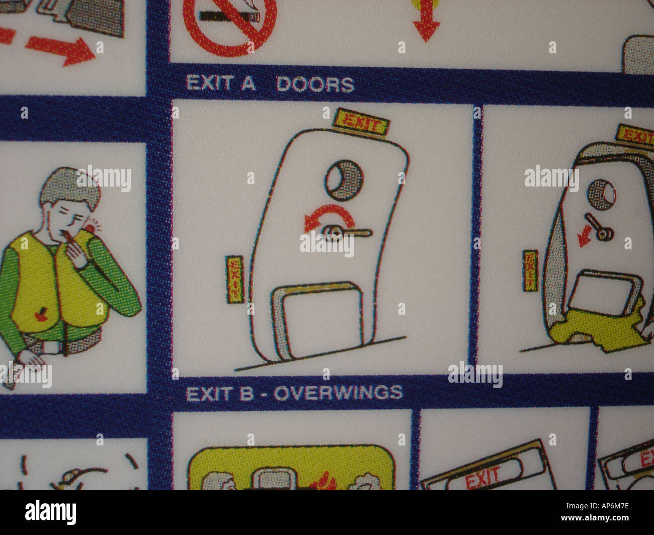 Airplane emergency exit card hi-res stock photography and images - Alamy