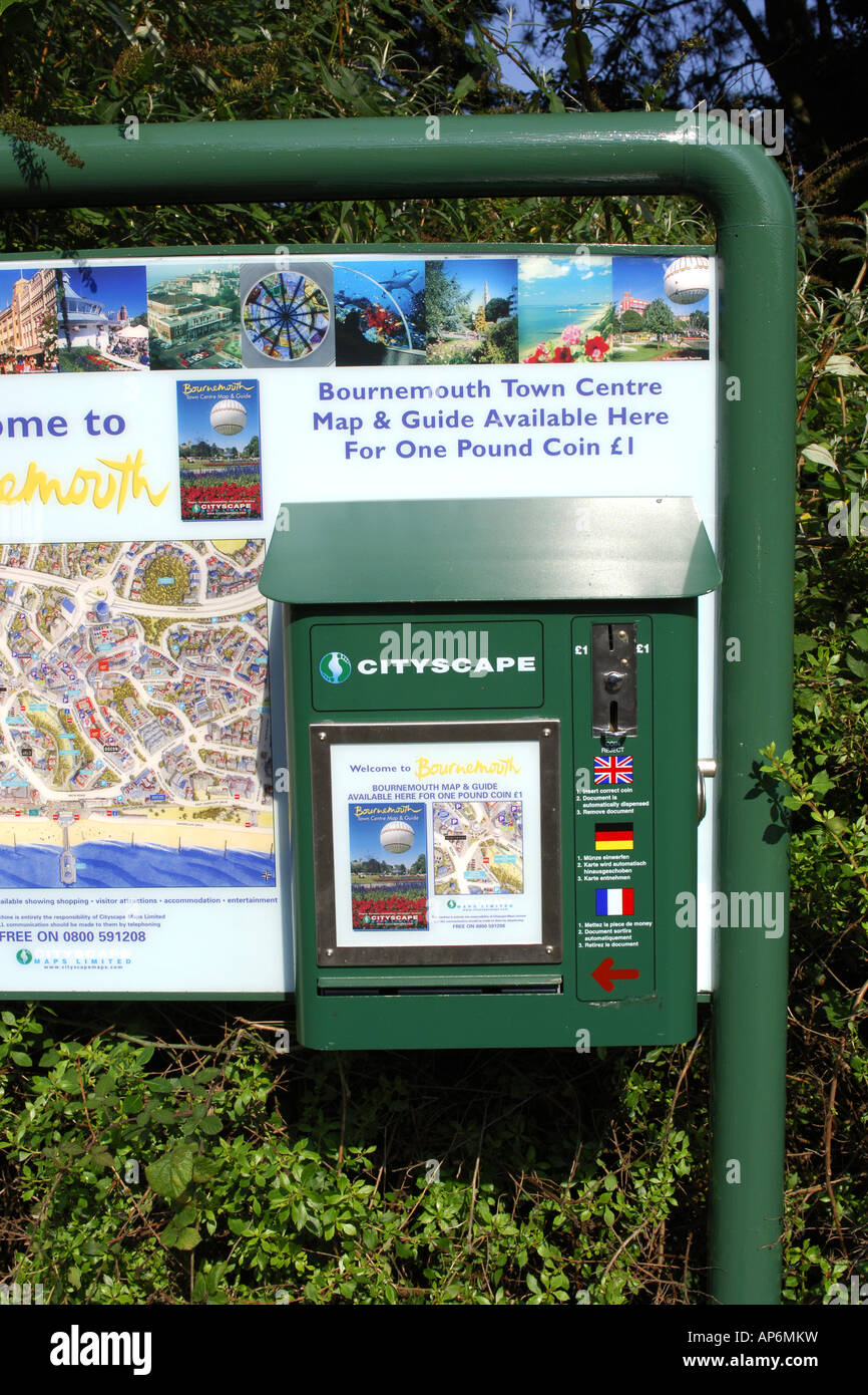 Bournemouth Town guide map vending machine Stock Photo - Alamy