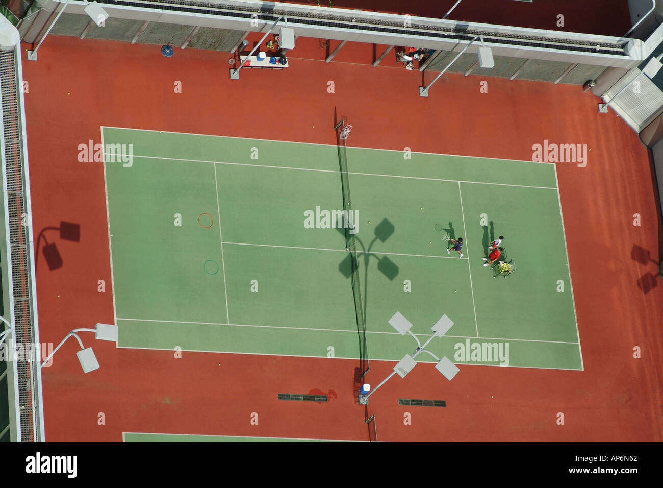 Birdseye view of a tennis court taken from Swissotel Stamford in ...