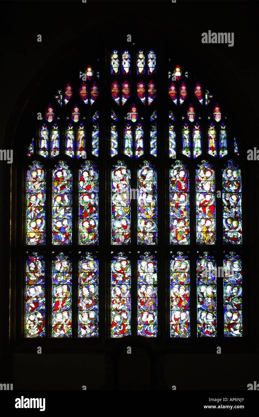 Stained Glass windows inside Sherborne Abbey Dorset England UK Stock ...
