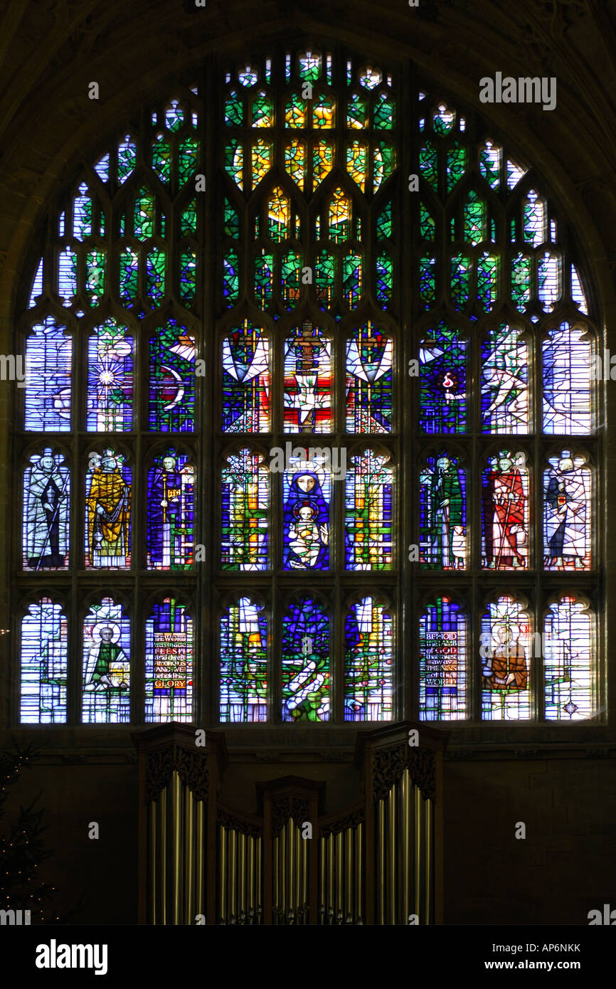 Stained Glass windows inside Sherborne Abbey Dorset England UK Stock ...