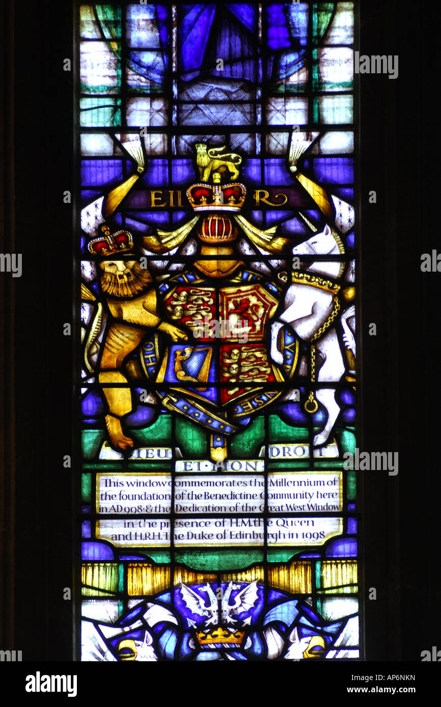 Stained Glass windows inside Sherborne Abbey Dorset England UK Stock ...