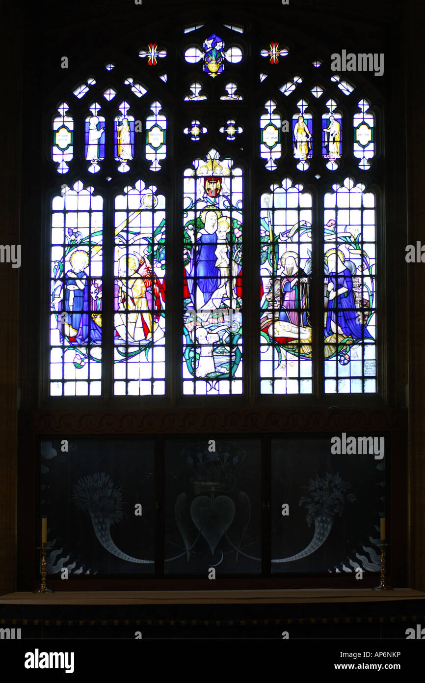 Stained Glass windows inside Sherborne Abbey Dorset England UK Stock ...