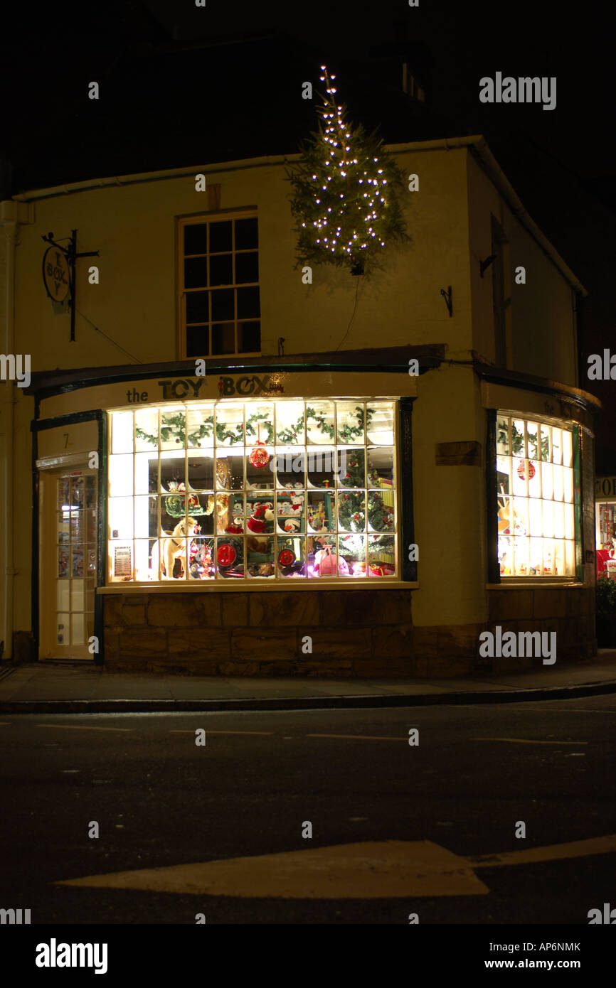 Toy Shop window at Christmas Stock Photo - Alamy