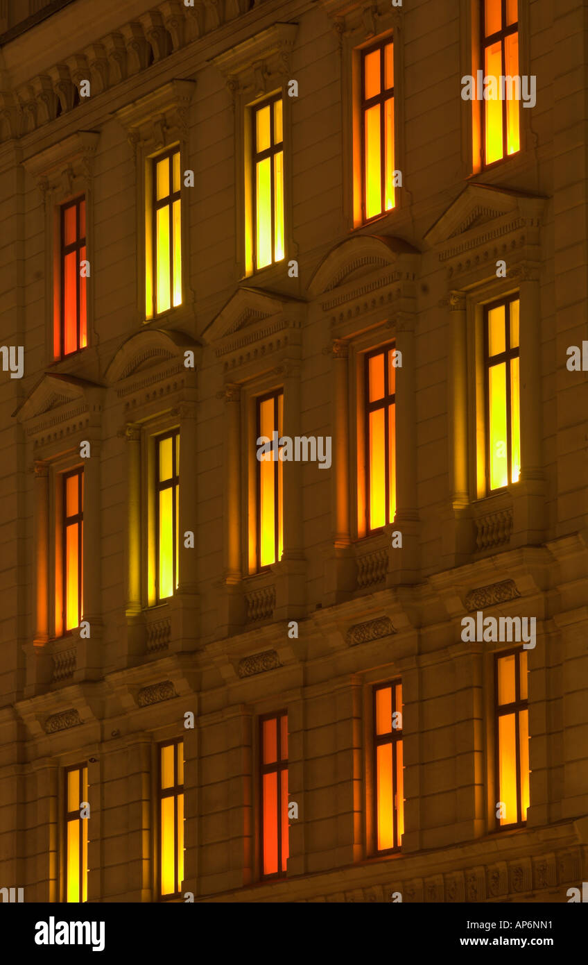Illuminated windows at office building. Gothenburg Stock Photo - Alamy