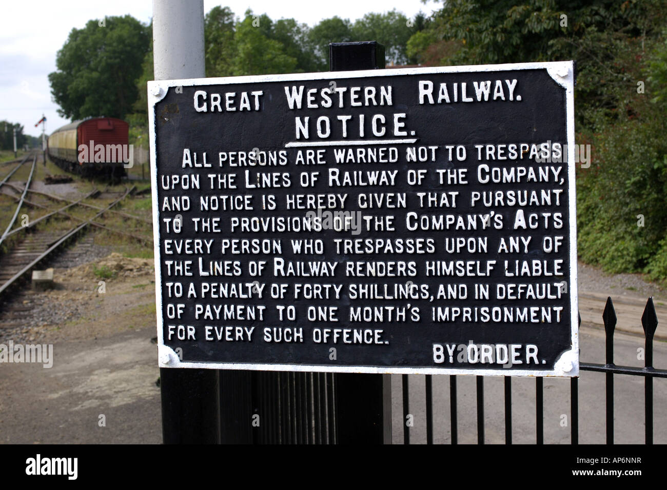 Great Western Railway notice at the East Somerset railway Museum Stock ...