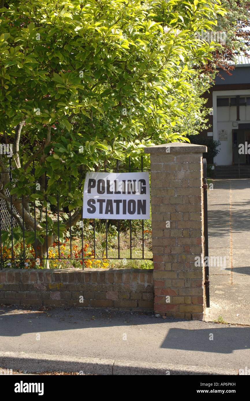 Polling Station Sign at Election time Stock Photo - Alamy