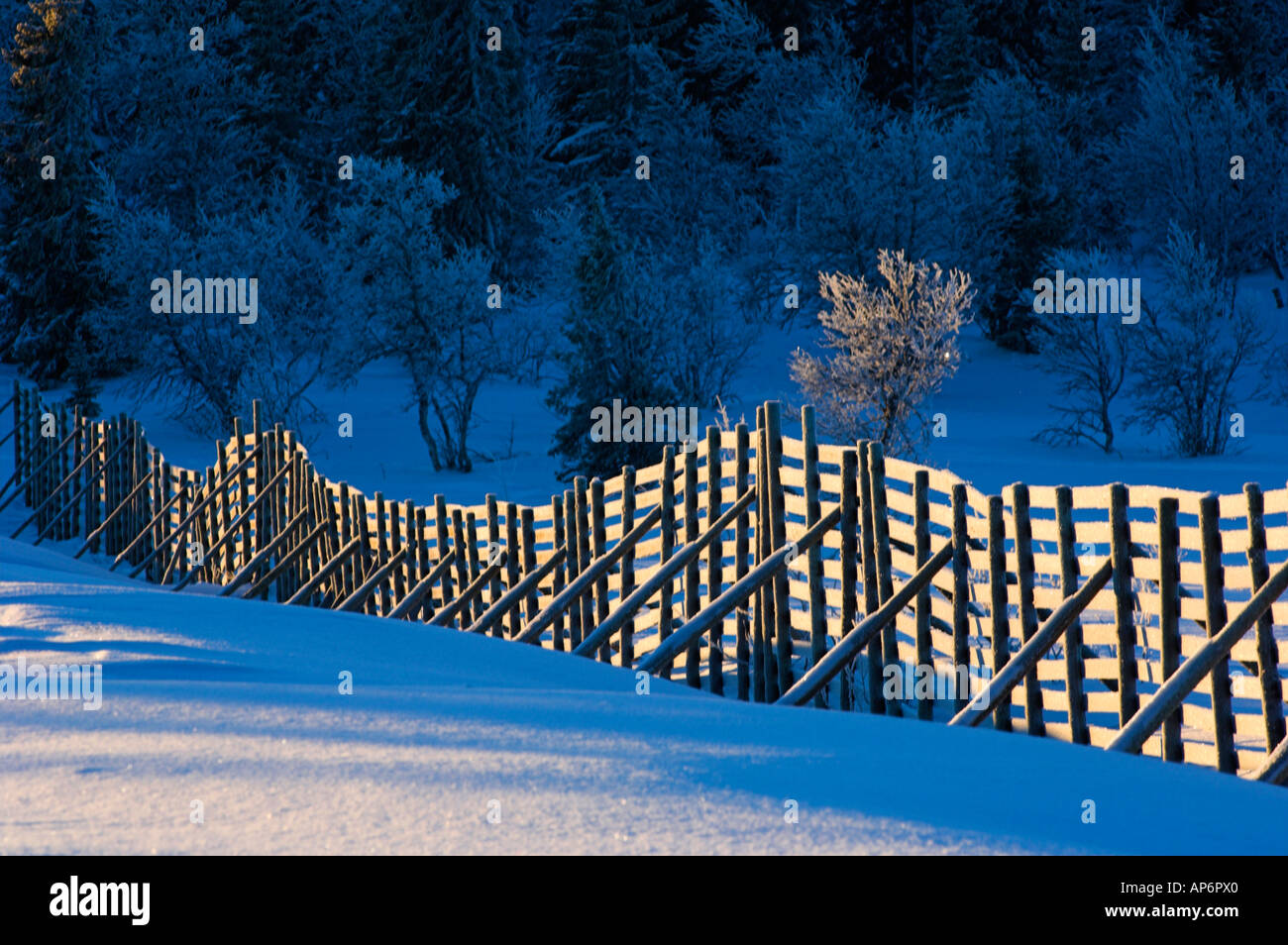 Road fence for snowprotection Stock Photo - Alamy