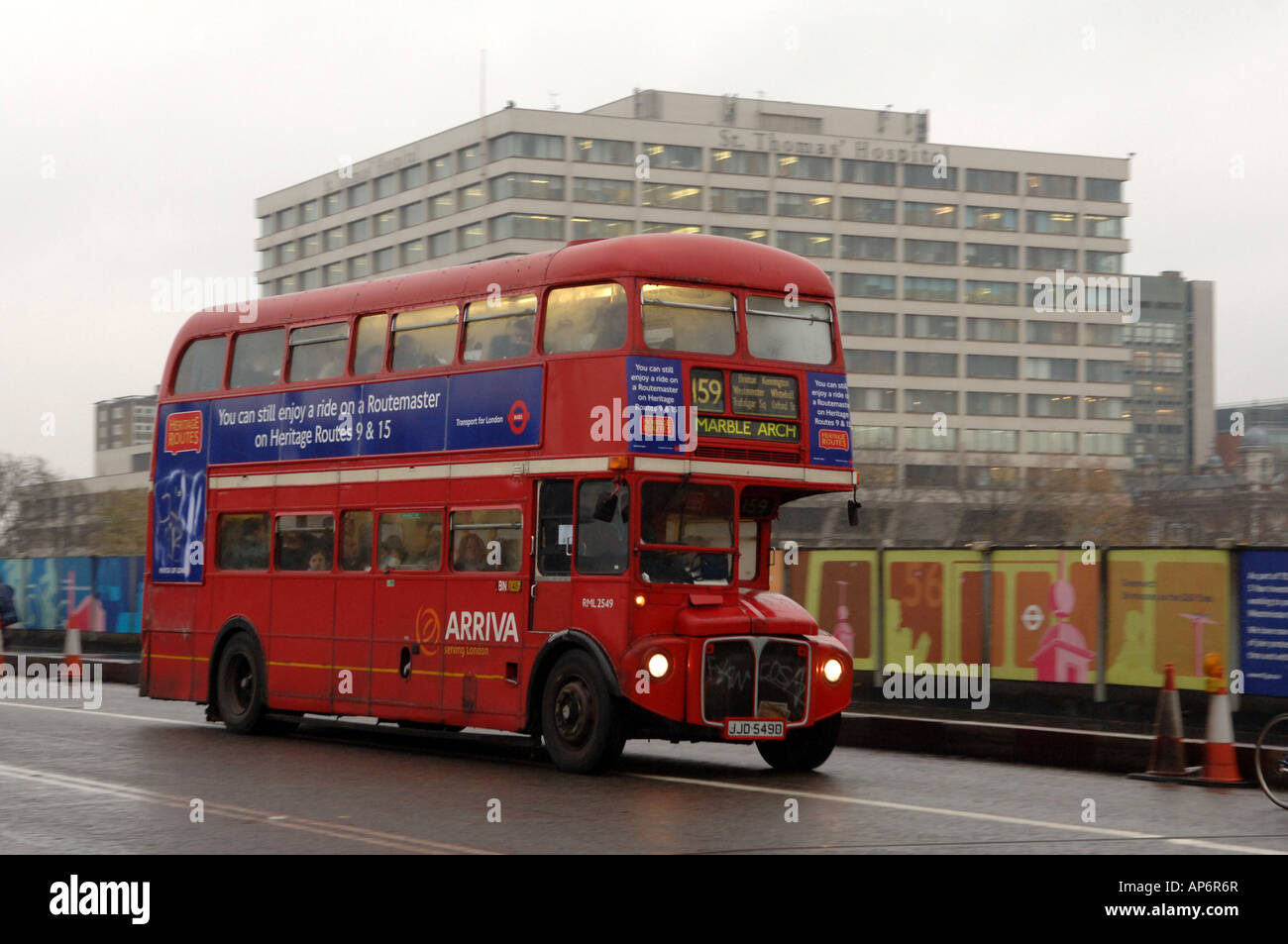 A red routemaster double decker bus London England Stock Photo - Alamy