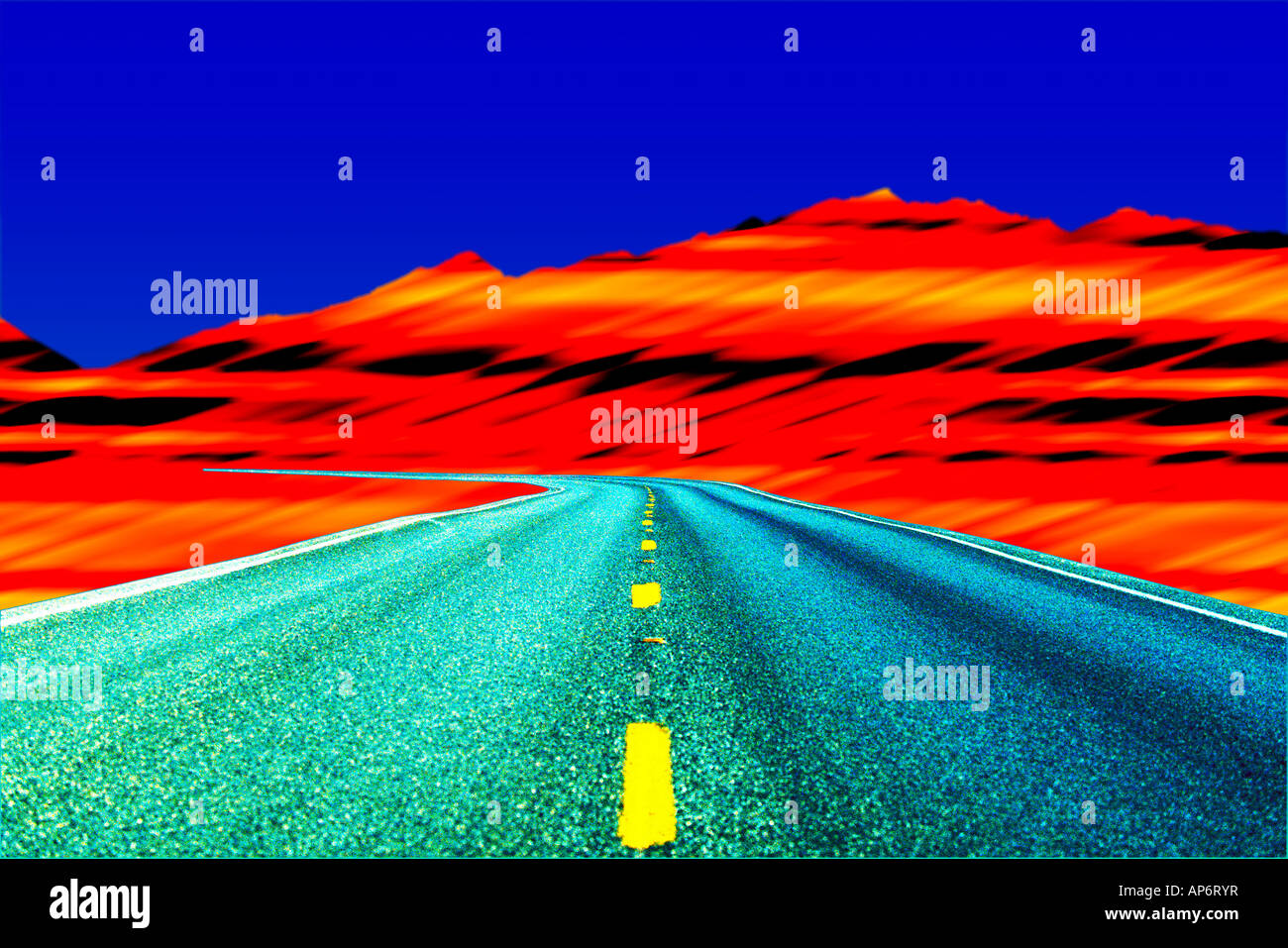 Road in a desert, digital composite Stock Photo - Alamy