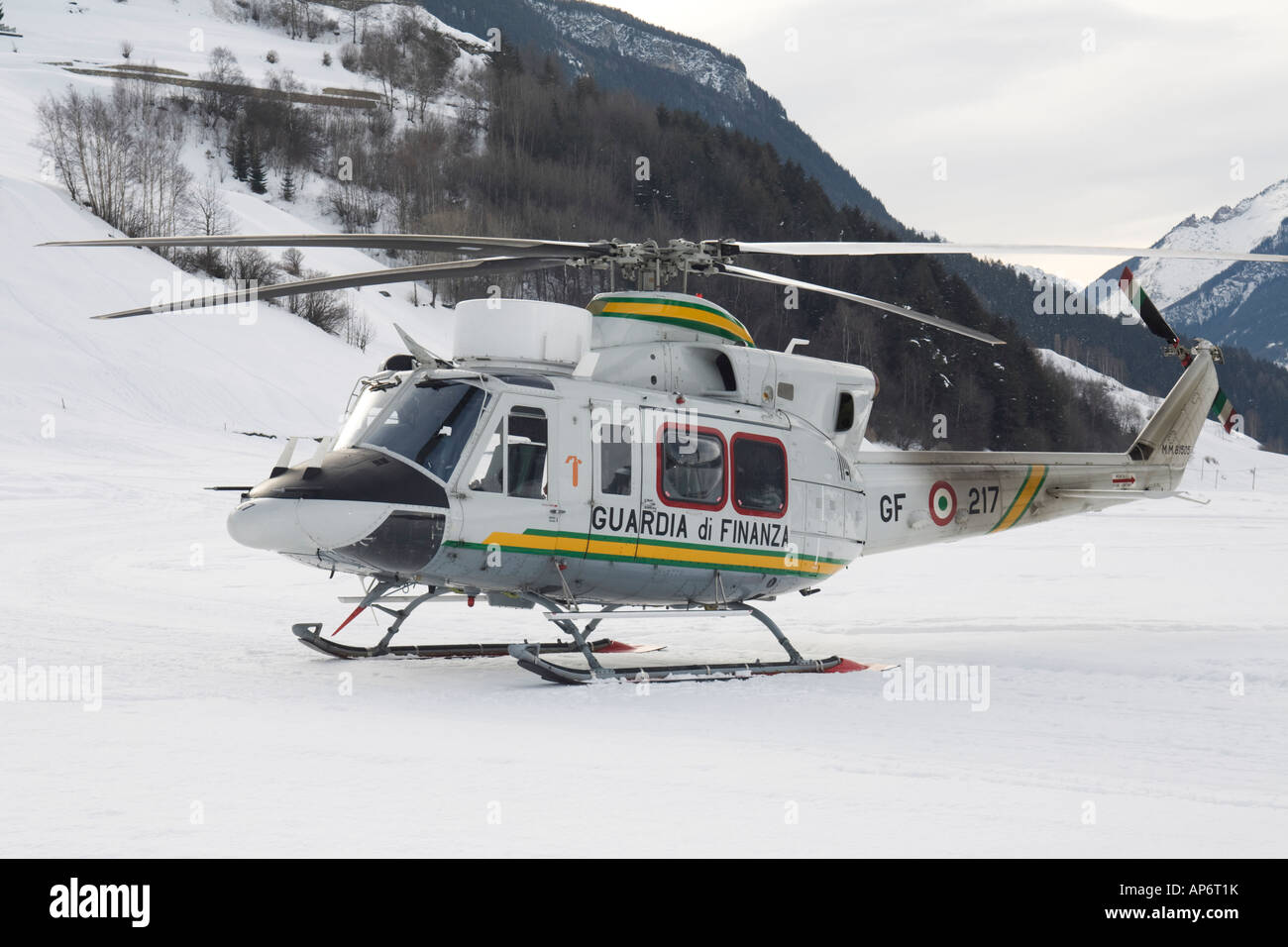 Helicopter landed on the snow. Bormio, Italy Stock Photo - Alamy