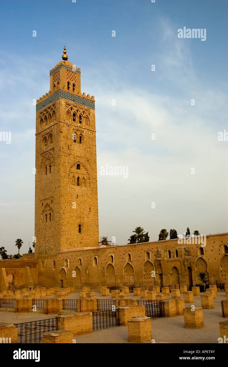 The high minaret of 70 meter of Koutoubia mosque the main one in ...