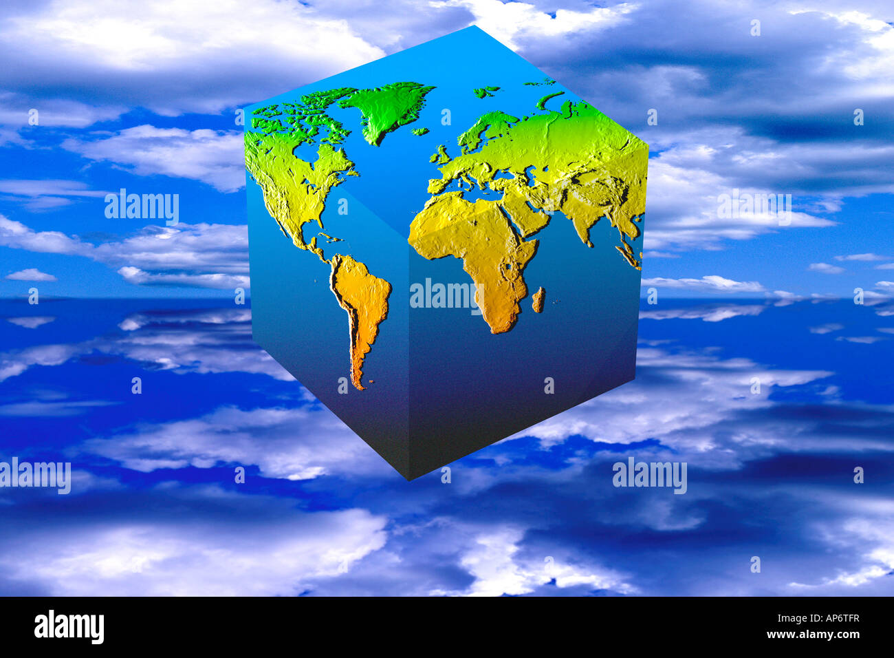 World map in 3d cube hi-res stock photography and images - Alamy