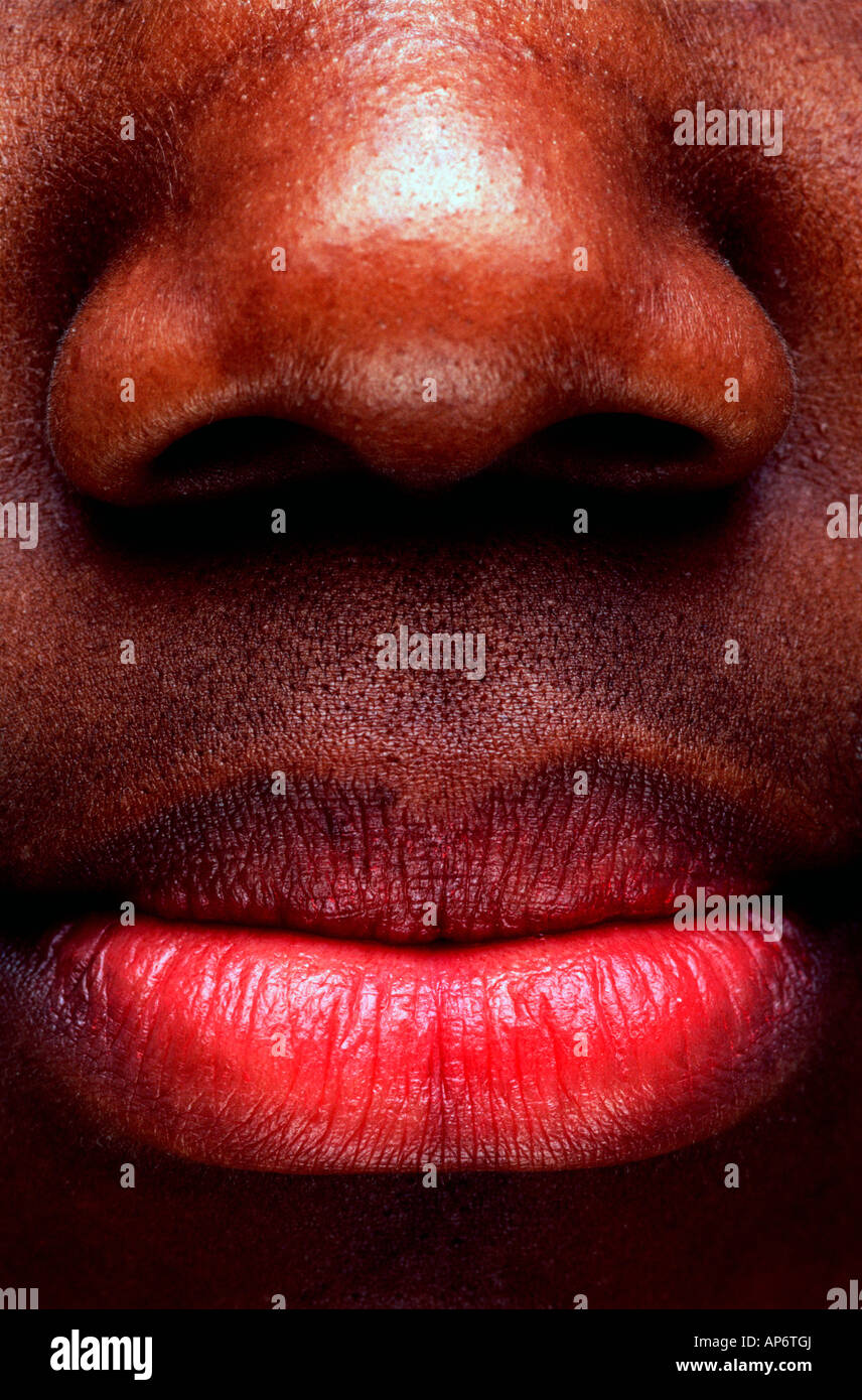 African American Woman Mouth Lips Lipstick High Resolution Stock ...
