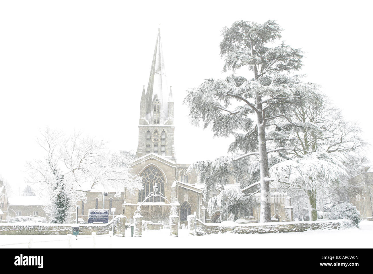St Mary's Church Witney Oxfordshire In The Snow Stock Photo - Alamy