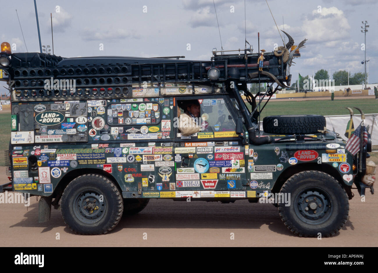 Well travelled Land Rover Series 3 LWB on parade at a Land Rover show ...