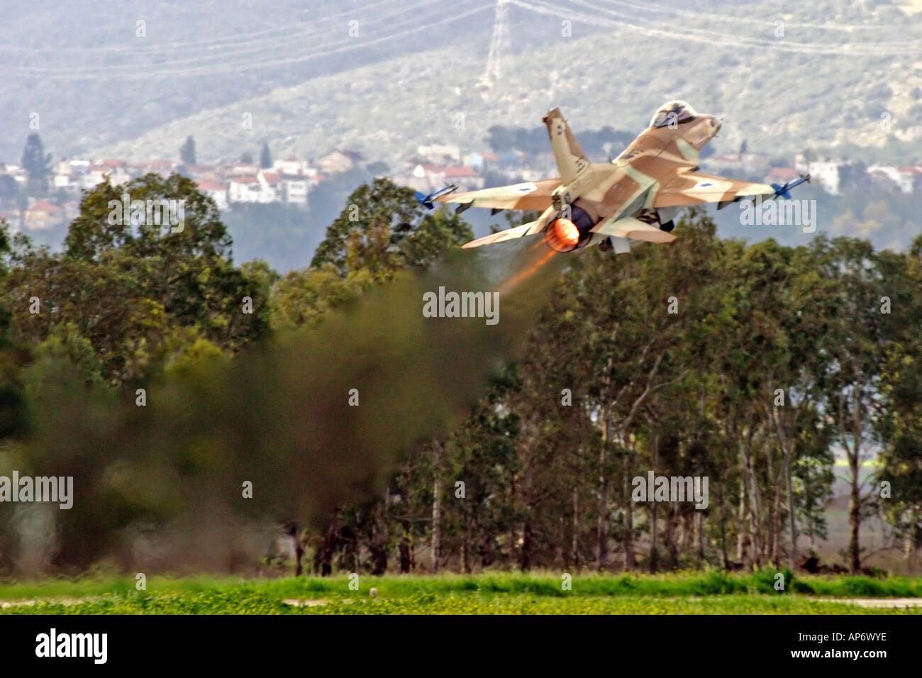 Israeli Air force Fighter jet F16C Airborne After take off Stock Photo ...
