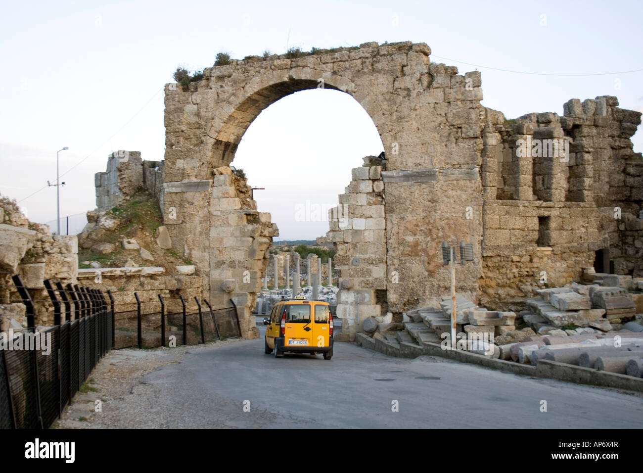 Restoration of the ancient Roman settlement in the city of Side Stock ...