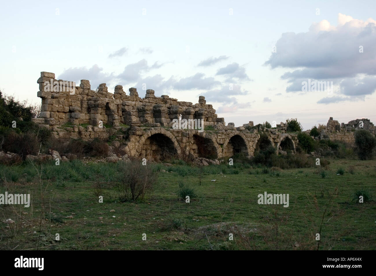 Restoration of the ancient Roman settlement in the city of Side Stock ...