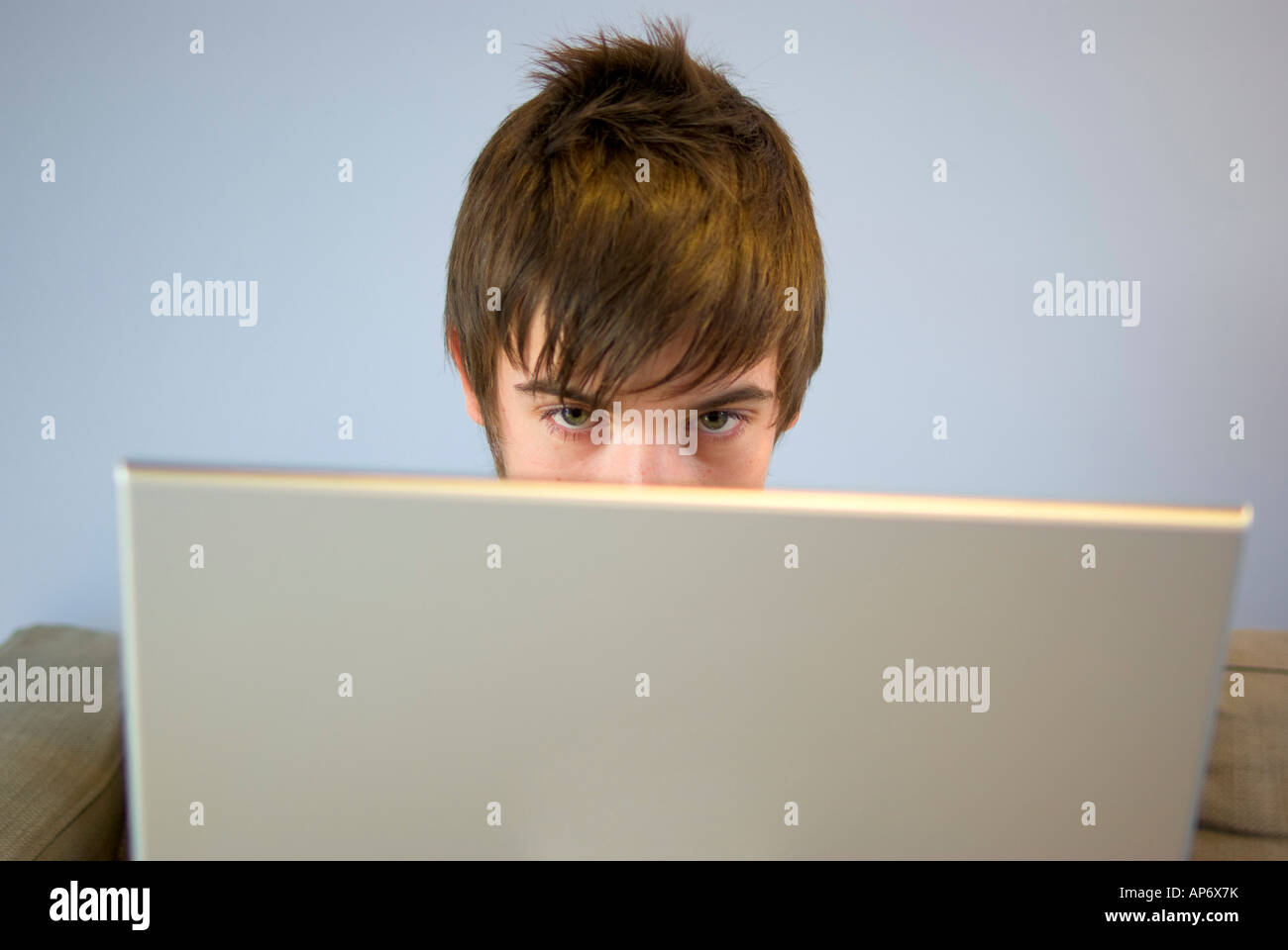 13 year old boy teenager with laptop computer Stock Photo - Alamy